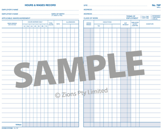 Hours and Wages Record Book - For Up To 17 Employees | Hunters 1866