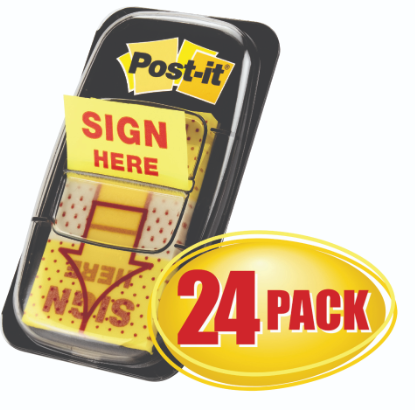 Post It Flag Cabinet "Sign Here" Pack of 24 | Hunters 1866