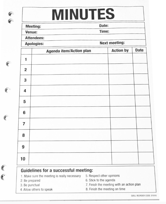 A4 Meeting Minutes Pad 50 Leaf | Hunters 1866